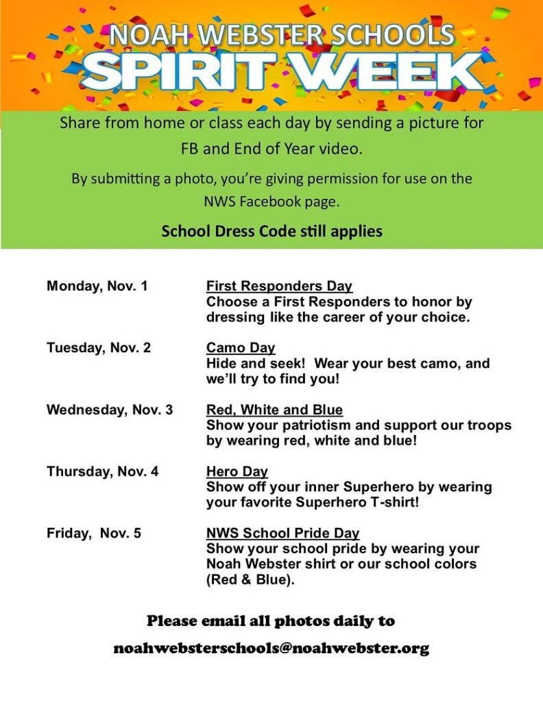 Spirit Week: November 1st-5th